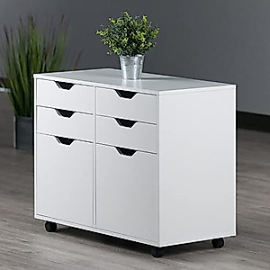 Winsome Halifax Storage Mobile Cabinets, 2 Doors, 4 Drawers, for Home Office, White