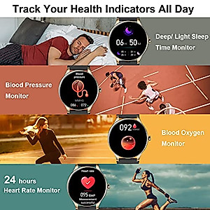 LiveGo Smart Watch for Men Women, 2023 1.3" IP68 Waterproof Smartwatch for Android Phones Compatible iOS iPhone, Activity Fitness Tracker with Heart Rate Blood Pressure Oxygen Sleep Monitor, Gold