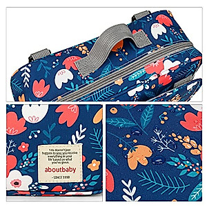 Baby Diaper Caddy Bag - Diaper Caddy Tote Baby Stroller Bag Nursery Storage Bin for Diapers, Wipes & Toys Mini Diaper Bag for Outdoor (Blue Flower)