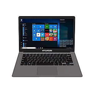 HYUNDAI 14" Notebook 4GB RAM, 128GB SSD, Windows 10 Home Laptop, Intel Celeron N4020, 14.1" Inch IPS Display, Expandable Storage, WiFi & Bluetooth - Grey