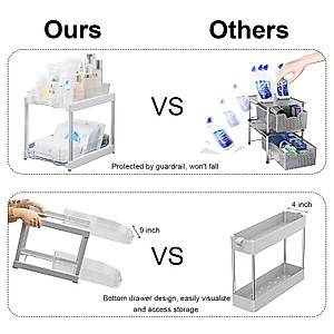 Under Sink Organizer, Bathroom Organizers & Storage, 2-Tier Organizer with Clear Sliding Baskets & Pull Out Drawer, Shelf Holder, Under Cabinet Storage for for Kitchen,Countertop,Office(Big Size)
