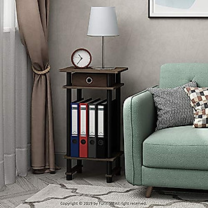 Furinno Turn-N-Tube Tall End Table, Columbia Walnut/Black/Dark Brown