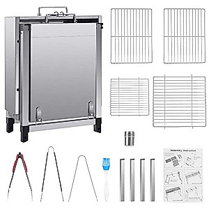 Portable Charcoal Grill Foldable Stainless Steel 24" x 12" x 26" Kebab Skewer BBQ Barbecue Camping Grill Kit for Garden Backyard Home Outdoor Cooking Use