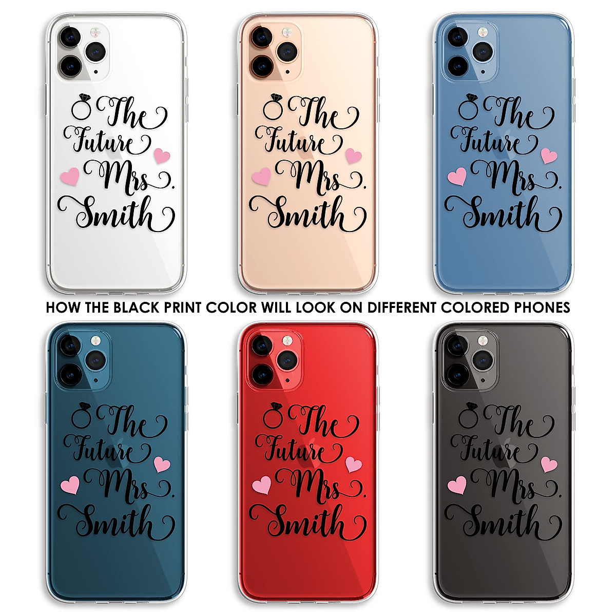 Case Charming Newly Engaged Future Mrs Phone Case Personalized for iPhone - Available in all Sizes - 15 14 Pro Max 13 mini 12 11 Xs Xr X 8 Plus 7 Se Clear Customizable Cover