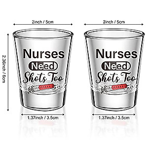 Nurse Need Shots Too, Funny Glass Gift for Women and Male Nurses Mom Sister or Friend Present for Nursing School Student Graduation Nurses Day Party 2 oz (2 Pieces,2.36 x 1.97 Inches)