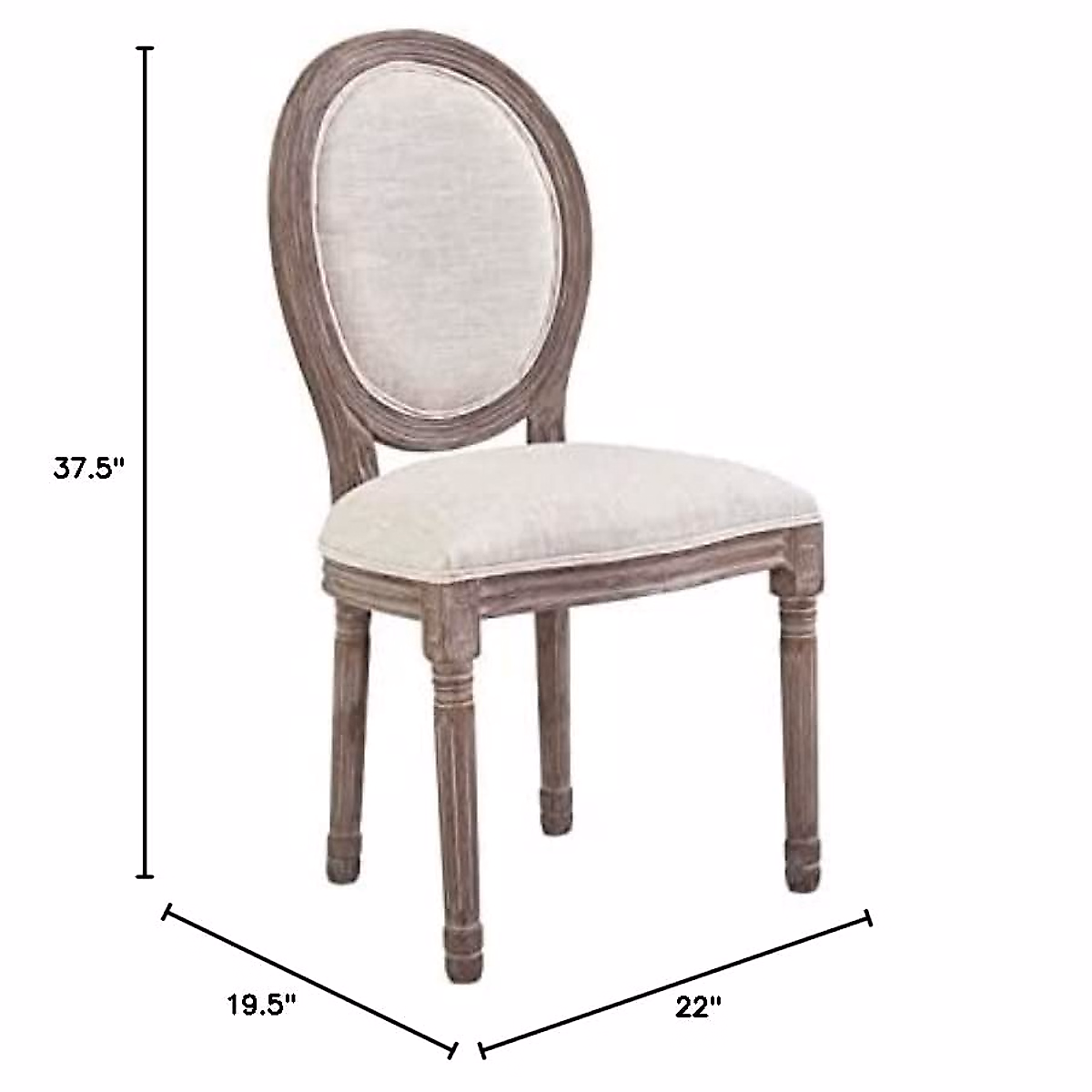 Modway Emanate French Vintage Upholstered Fabric Dining Side Chair in Beige