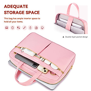 Ferkurn Laptop Bag Case Women Men Computer Bag Compatible with MacBook/HP/LG/Dell, Shoulder Strap Carrying Briefcase Messenger Bag, Pink, 15.6-16 Inch