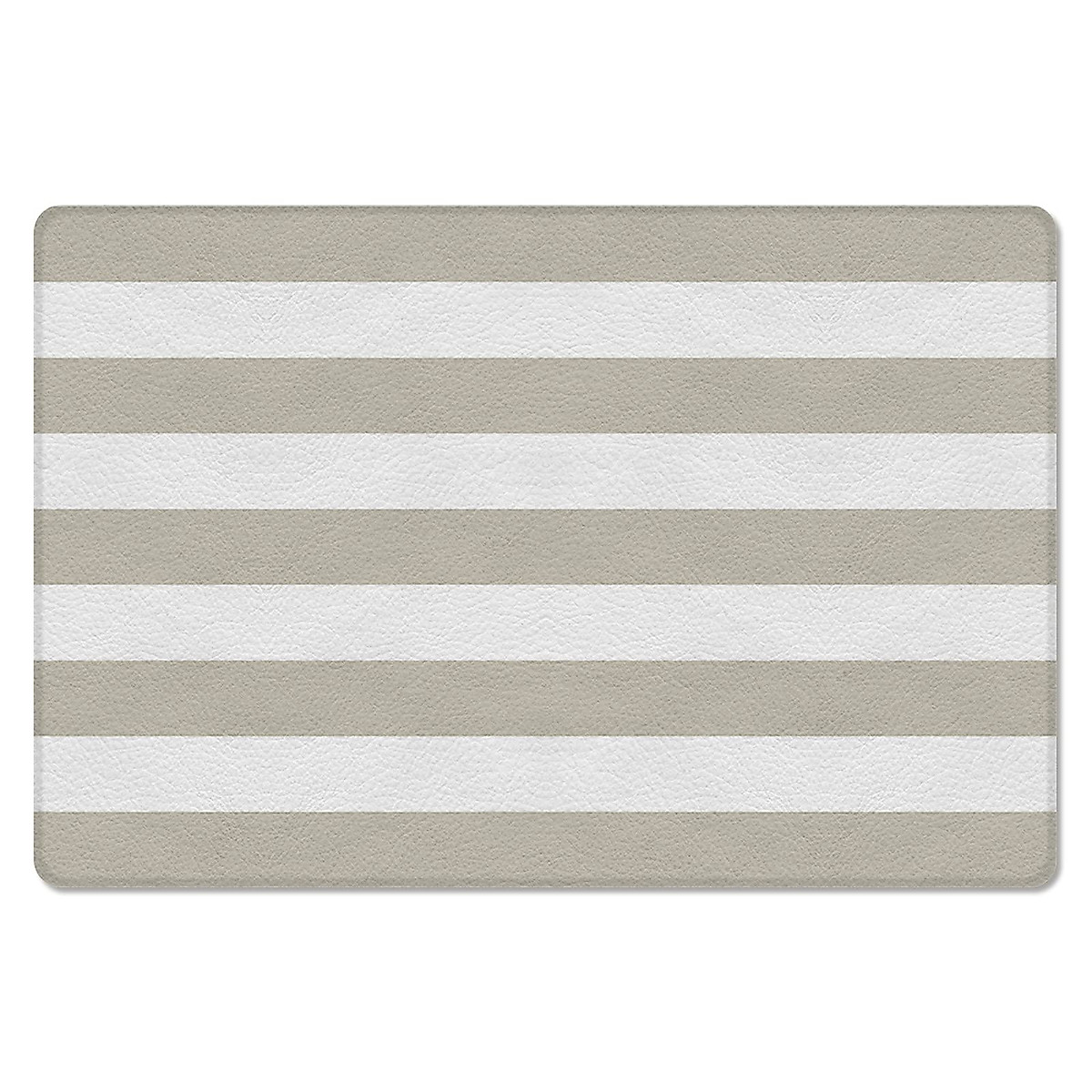 Beige Geometric Stripe Farm House Antifatigue Kitchen Bath Door Mat Cushioned Runner Rug,Washable Welcome Floor Sink Mat,Rustic Contemporary Waterproof Non-Slip Comfort Standing Doormat,18"x47"