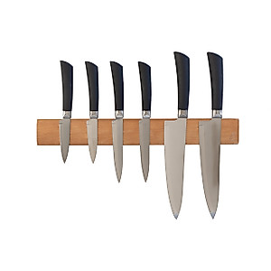 Acacia Wood Stronger Magnetic Knife Holder for Wall (16” x 2” x .78”) - Magnetic Knife Block- Adhesive Knife Magnetic Strip - Easy-to-Install Kitchen Utensil and Holder for Modern Kitchen Knife Holder