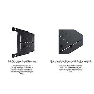 VersaTables | Made in USA | CPU Holder Bracket |Universal Computer Mount | Fits All PC Sizes | Easy Installation | Under-Desk | Standing Desk | Work from Home | Space Saving | Computer Storage | Black