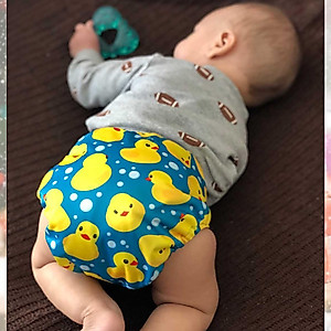 ALVABABY Baby Cloth Diapers One Size Adjustable Washable Reusable for Baby Girls and Boys 1 Pack with 2 Inserts H114-2T