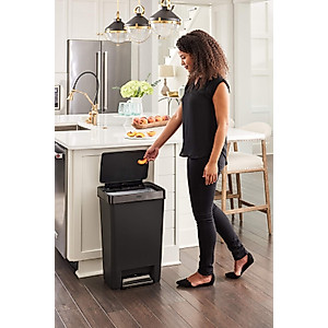 Rubbermaid Premier Series IV Step-On Trash Can for Home and Kitchen, with Stainless Steel Lid, 13 Gallon, Charcoal