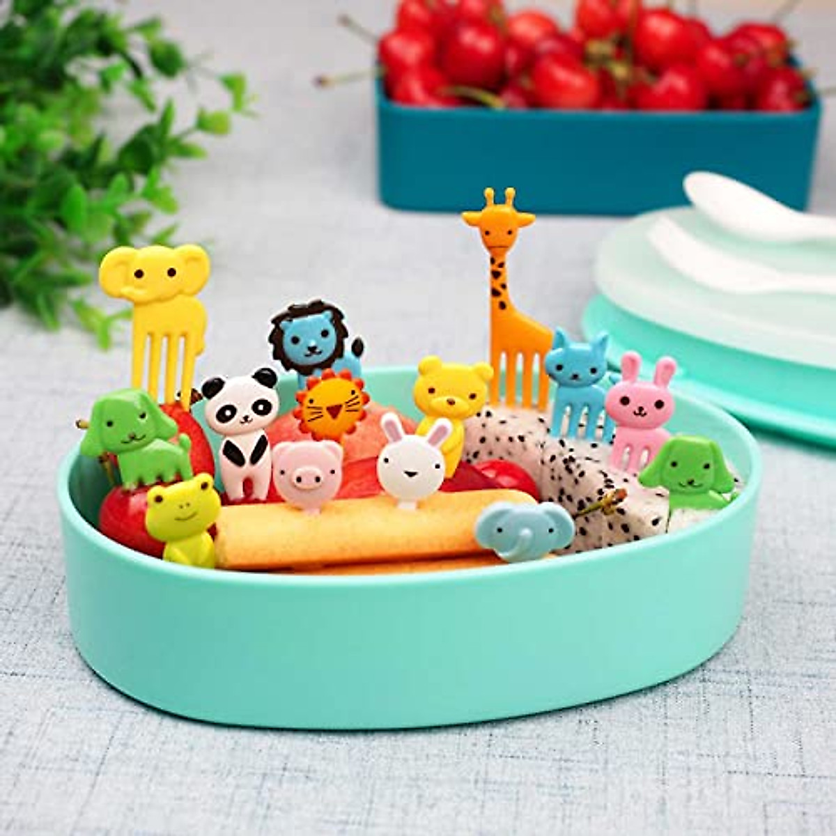 HENWAFX Animal Food Picks for Kids, Cute Cartoon Animal Fruit Food Toothpicks,Reusable Lunch Picks for Kids Bento, Lunch Bento Box Picks for Toddler,kids lunch accessories (animal)