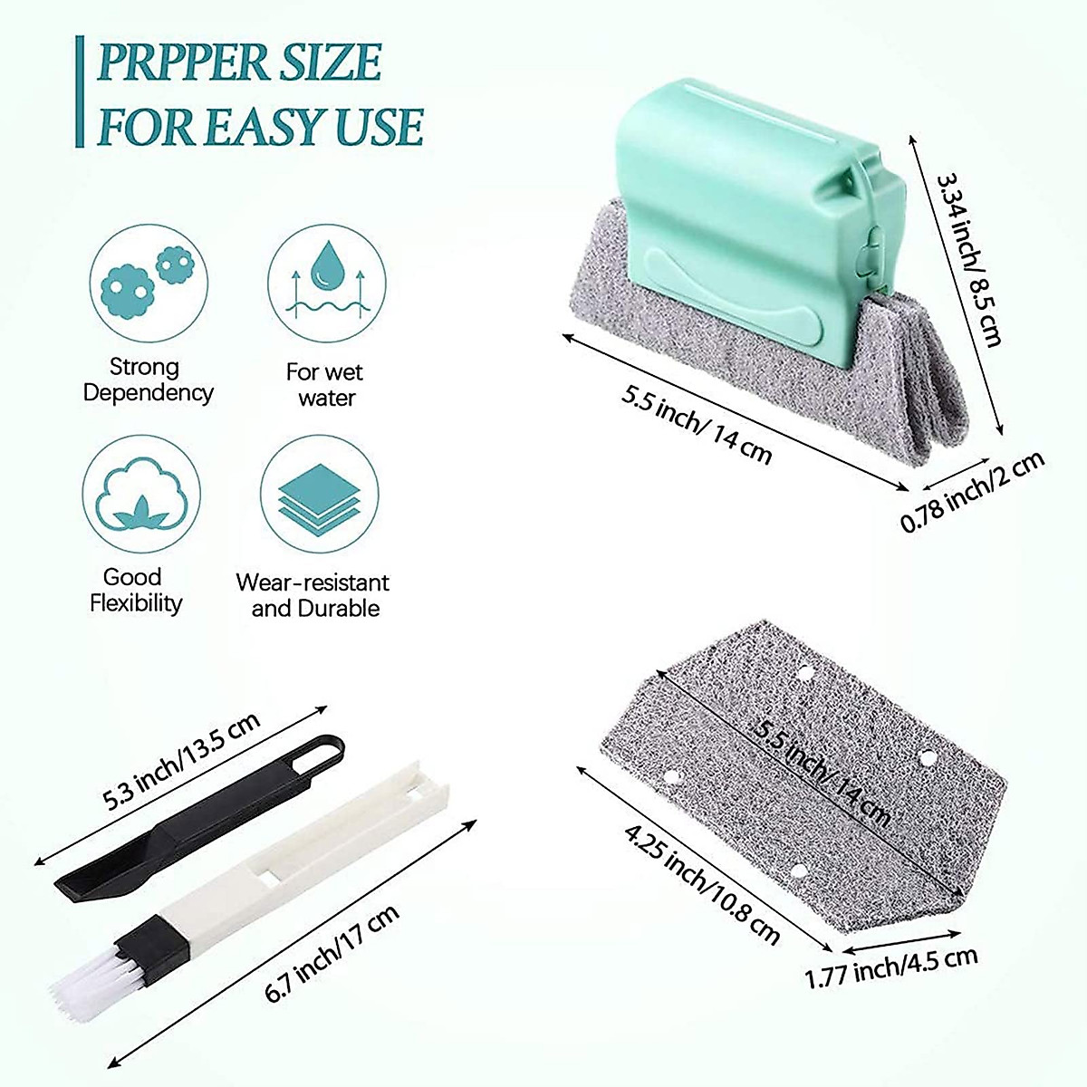 5pc Magic Window Cleaning Brush, Window Groove Cleaning Brush, Premium Window Cleaner, Household Cleaning Tools, Shower Cleaning Brush, for Shower Doors House Glass.etc Cleaning Supplies