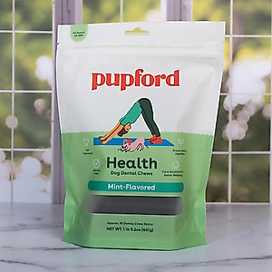 Pupford Dental Chews for Dogs | Freshens Breath, Scrapes Plaque, Safe for Gut | Healthy, Limited Ingredient, All Natural |Yummy & Made in USA | Free Training Resources | 30 Count