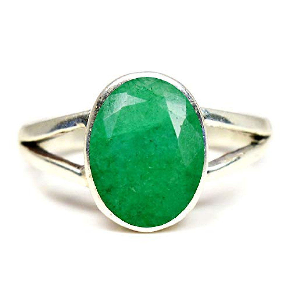 Jewelryonclick 4 Carat Natural Emerald Silver Cut Rings for Women's May Birthstone Jewelry in Size 4-13
