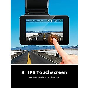 Kingslim D4 4K Dual Dash Cam with Built-in WiFi GPS, Front 4K/2.5K Rear 1080P Dual Dash Camera for Cars, 3" IPS Touchscreen 170° FOV Dashboard Camera with Sony Starvis Sensor, Support 256GB Max