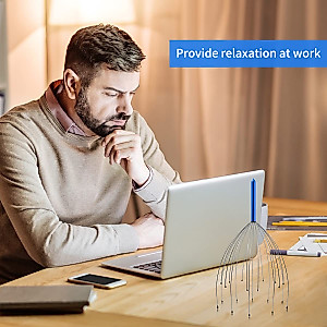 Klsazoci 2 Pack Scalp Massager, 20 Fingers Head Massager, Handheld Head Scratcher, Scalp Scratcher, Head Massage Tingler for Deep Relaxation, Hair Growth and Stress Relief (Purple and Blue)