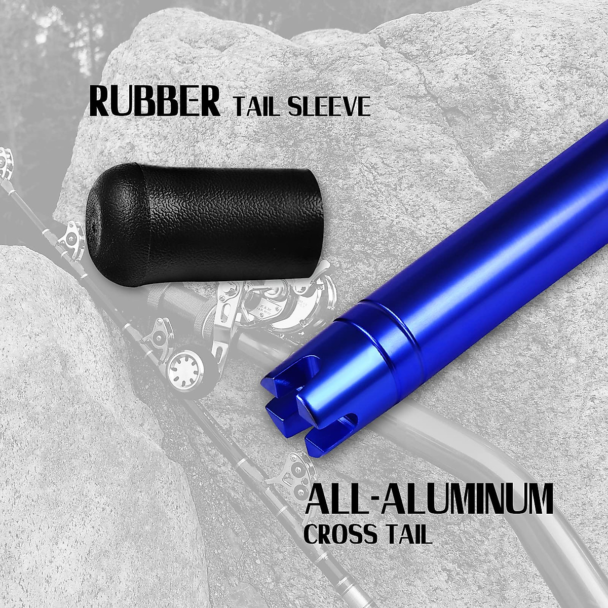 Fiblink Bent Butt Fishing Rod 2 Piece Swivel Tip Saltwater Trolling Rod Big Game Roller Rod Conventional Boat Fishing Pole with Roller Guides (6' 80-120lbs)