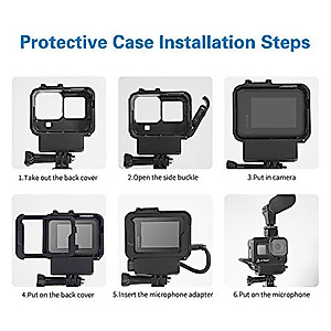Artman Hero 8 Vlogging Case Compatible with GoPro Hero 8 Black, Cold Shoe Mount Vlog Case Housing Protective Frame Mount Filter Adapter/Charging Interface/Lens Cap(Microphone Adapter Not Included)