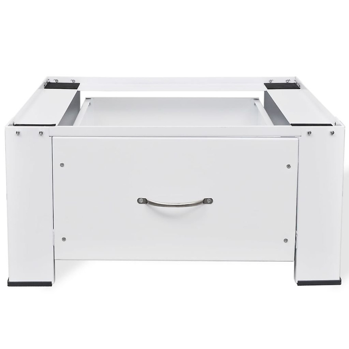 Tidyard Washing Machine Pedestal with Storage Drawer Drying Machine Pedestal Steel Dryer Stand White 24.8in x 21.3in x 12.2inx H