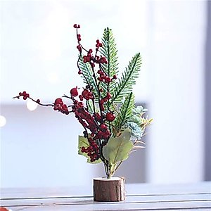 KOATY 圣诞家居装饰仿真圣诞树桌面 迷你简约仿真花摆件拍照道具 Pomegranate Version