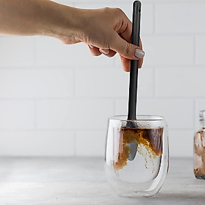 Stirring Spoons for Cooking Set of 3, Silicone 12 Inch Long Handle Spoons, Nonstick Mixing Spoons for Cooking, Silicone Stirring Spoons BPA Free, Nontoxic & Resistant to 480°F (2 in Black)