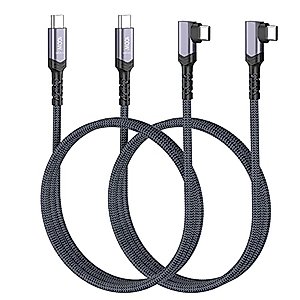 Besgoods USB C to USB C Cable 100W, 3ft 90 Degrees 10Gpbs 4K Video and Audio,USB 3.1 Gen 2 Cable for USB C Hub, MacBook Pro,SSD Hard Drive,Galaxy S21, Pixel More Type-C Devices/Laptops, Black,2-Pack