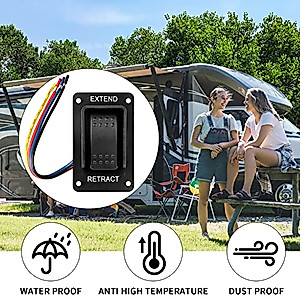 NOVINO Power Stabilizer Switch,Waterproof Electric Jack Switch for RV Camper Travel Trailer, Exact Replacement for Power Stabilizer Extend/Retract Switch with Wiring Harness