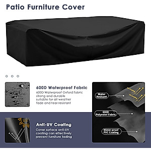 Amopatio Outdoor Patio Furniture Sets, 7 Pieces Brown Wicker Patio Sectional Couch with Glass Top Table and Waterproof Covers, Outdoor Sofa Fit Backyard Poolside, Grey Cushion