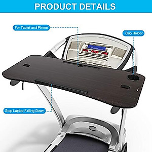 Treadmill Desk Attachment,Treadmill Laptop Desk,36 inches Ergonomic Platform, Big Treadmill Tray for Notebook/Laptop, Workstations for Treadmill Handlebars with Tablet Holder,Cup Holder