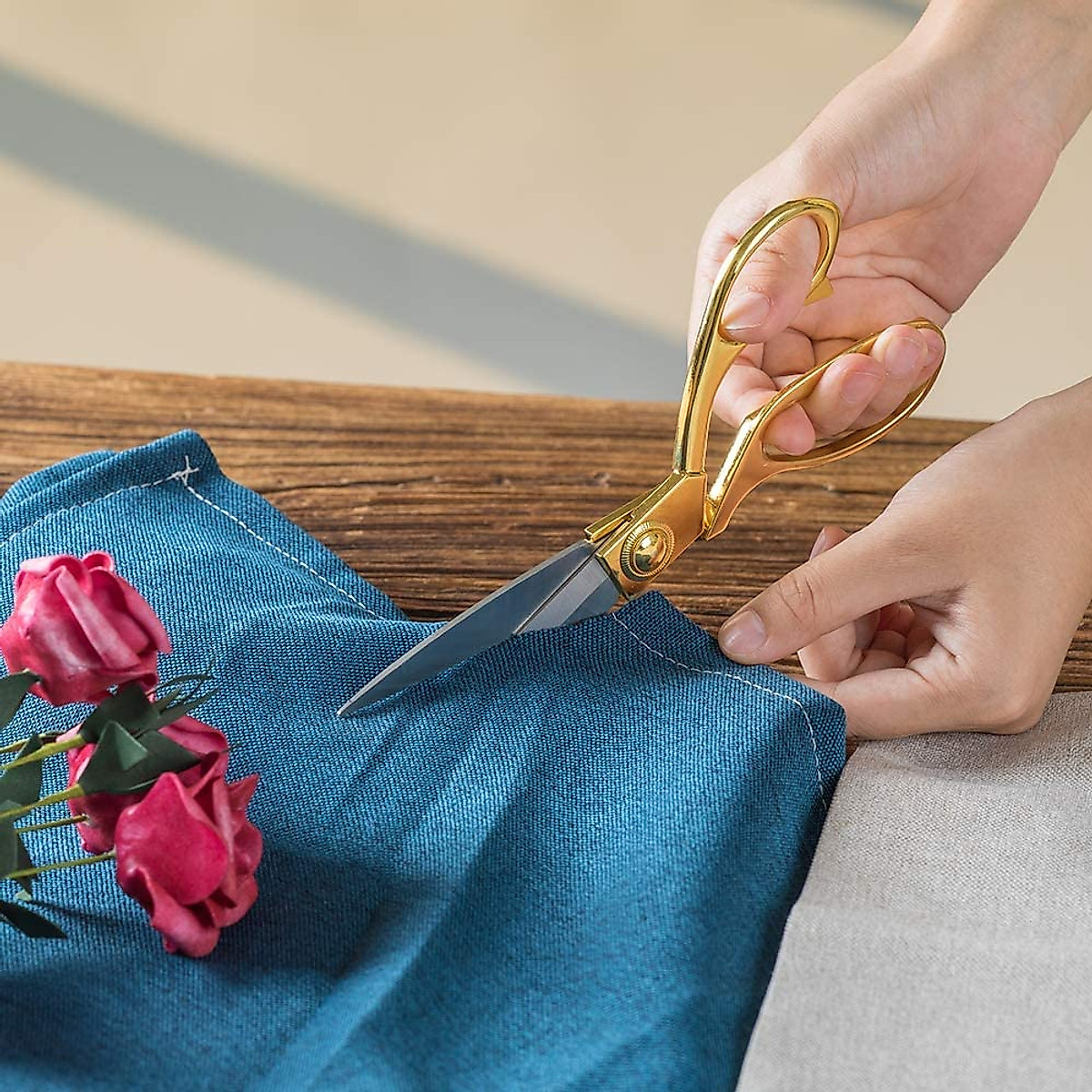 SIRMEDAL Professional Heavy Duty Tailor Scissors 8" Gold Stainless Steel Dressmaker Shears(Gold)