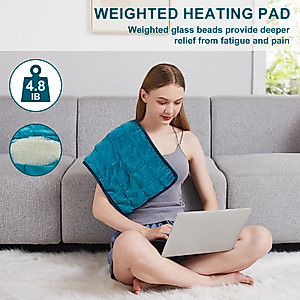 JKMAX Heating Pad for Neck and Shoulders - Large Neck Heating Pad with 10 Heat Settings ｜ 6 Timer Settings Auto Off - Heated Neck Wrap for Neck Shoulder Pain - Present for Women Men Mom Dad（Blue）