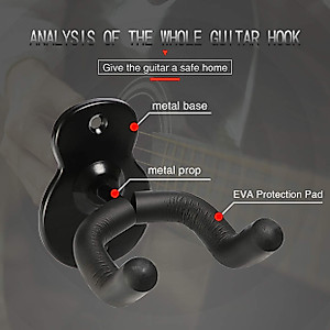 WOGOD Guitar Wall Mount Hangers 3 Pack, Guitar Style Wall Holders Hooks Stands for Acoustic Electric Bass Classical Ukulele Guitars