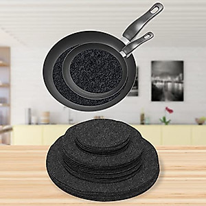 96 Pack Felt Plate Dividers Protectors, Thick Felt Round Plate Separators Pads China Dish Storage Protectors Pads with 3 Sizes for Packing Stacking Porcelain Cookware, Black