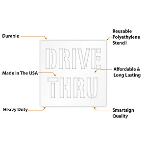 SmartSign 48 x 48 inches Drive Thru Reusable Stencil with 14.75" Letter Height, 63 Mil Plastic, Easy to Wash, for Fast Food Restaurants, Coffee Shops, Pharmacies, Banks, Car Washes, USA Made