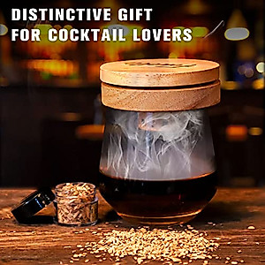Foneta Cocktail Smoker for Whiskey Bourbon Old Fashioned , Drink Smoker Infuser Kit with 4 Flavors Wood Chips Ideal Gift for Whiskey Lover