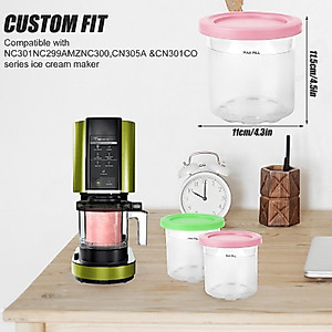 2pcs Replacement Containers for Ninja Creami Pints and Lids, Reusable Ice Cream Containers with Lids Creami Containers Compatible with NC301 NC300 NC299AMZ Series Ice Cream Maker (Pink, Green)