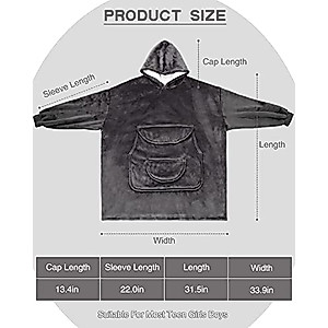 SHEJIZE Oversized Wearable Blanket Hoodie for Adults Sherpa Sweatshirt Hooded Sweatshirt Lounging Blanket Pullover