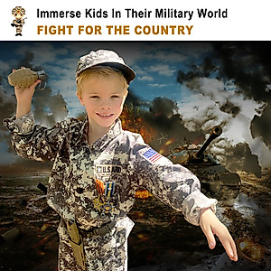 INNOCHEER Army Costume for Kids, Halloween Costumes for Boys Kids, Boys Military Soldier Costume for Boy Kids Age 3-6-8-10-12