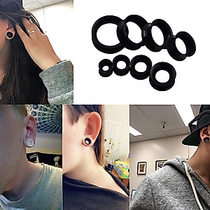 JOYTOYOU 8 Pairs Ear Tunnels Ear Plugs Silicone & Stone Ear Gauges Double Flare Soft Silicone Ear Expander Stretchers Piercing Jewelry 2G 6MMM