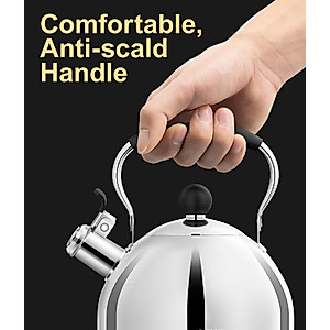 Whistling Tea Kettle for Stovetop, 2 Quart Small Tea Kettle for Tea and Coffee, 1.8L Food Grade Stainless Steel Tea Pot, Hot Water Kettle for Stove Top, Water Boilers (Stainless Steel)