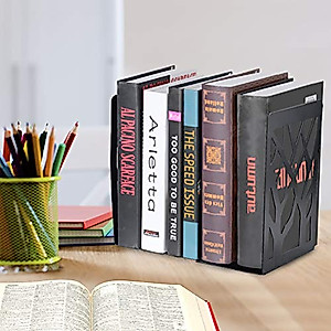 Book Ends, Bookends, Book Ends for Shelves, Bookends for Shelves, Bookend, Book Ends for Heavy Books, Book Shelf Holder Home Decorative, Metal Bookends Black 4 Pair, Bookend Supports, Book Stoppers