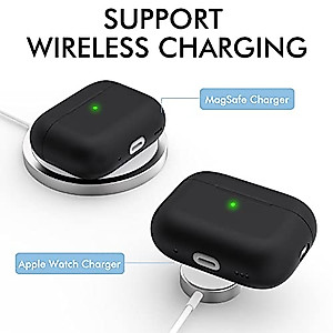 NIUTRENDZ AirPods Pro 2 Case Cover 2022 Slim Silicone Shock-Absorbing Protective Case with Lanyard [Front LED Visible] (Black)