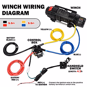 X-BULL New 6000LBS IP68 Waterproof Electric Winch Boat Trailer Winch with 2 in 1 Wireless Remote Synthetic Rope 1/4 in x49.8ft Hook Automatic Braking Powersports Off Road