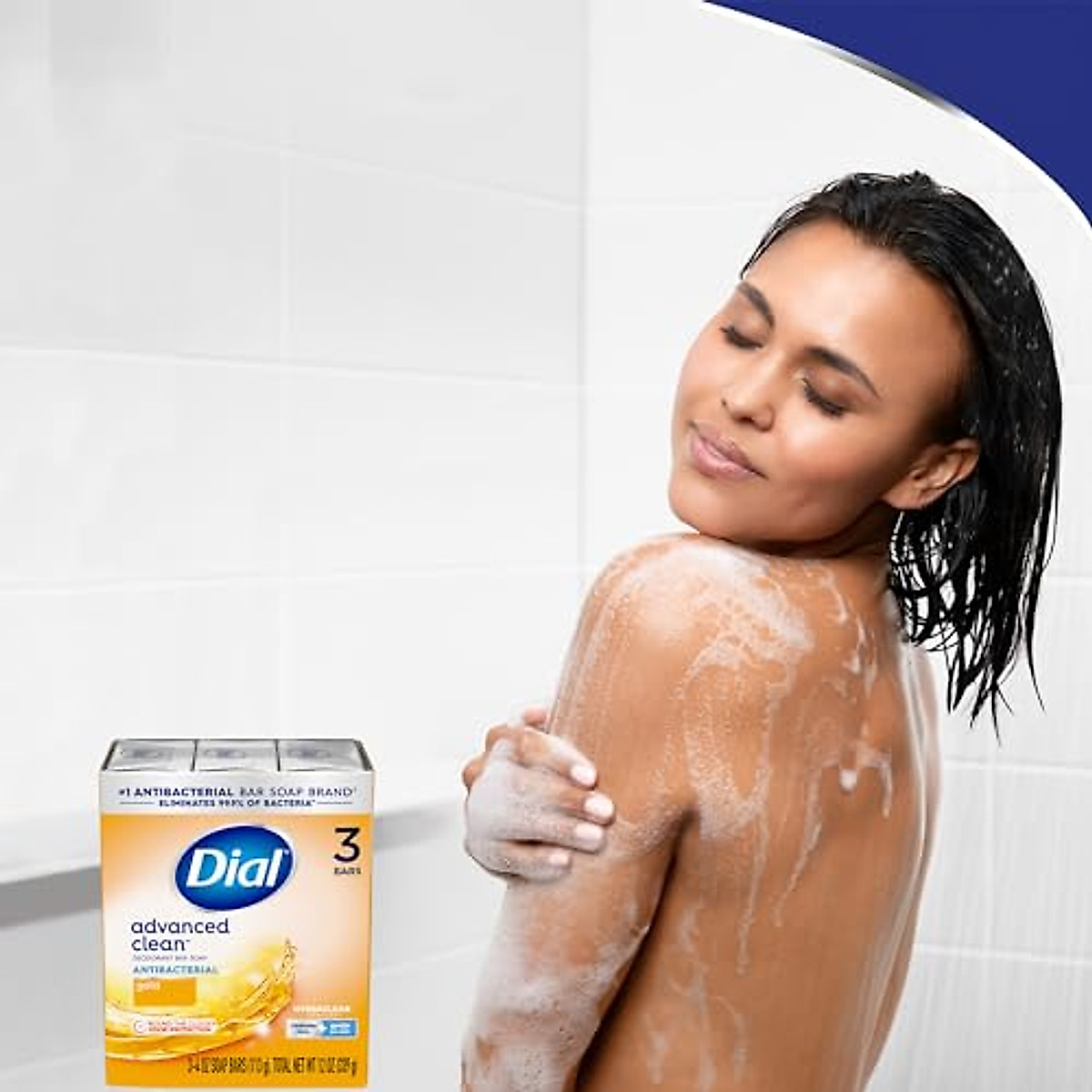 Dial Antibacterial Deodorant Bar Soap, Advanced Clean, Gold, 4 Oz, 32 Bars