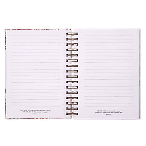 Christian Art Gifts Hardcover Journal, With God All Things Mathew 19:26 Bible Verse, Pink Floral Inspirational Wire Bound Spiral Notebook Elastic Closure Lined Pages w/Scripture, 7 x 8.5