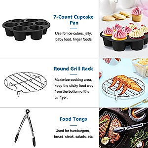 Air Fryer Accessories,14 pcs 8 Inch Air Fryer max xl Accessories,Power xl Air Fryer Accessories 5 QT Accessories Air Fryer 5.8 QT air fryer tools air fryer rack,for All Brands of Fryers (3.7QT-6.8QT)