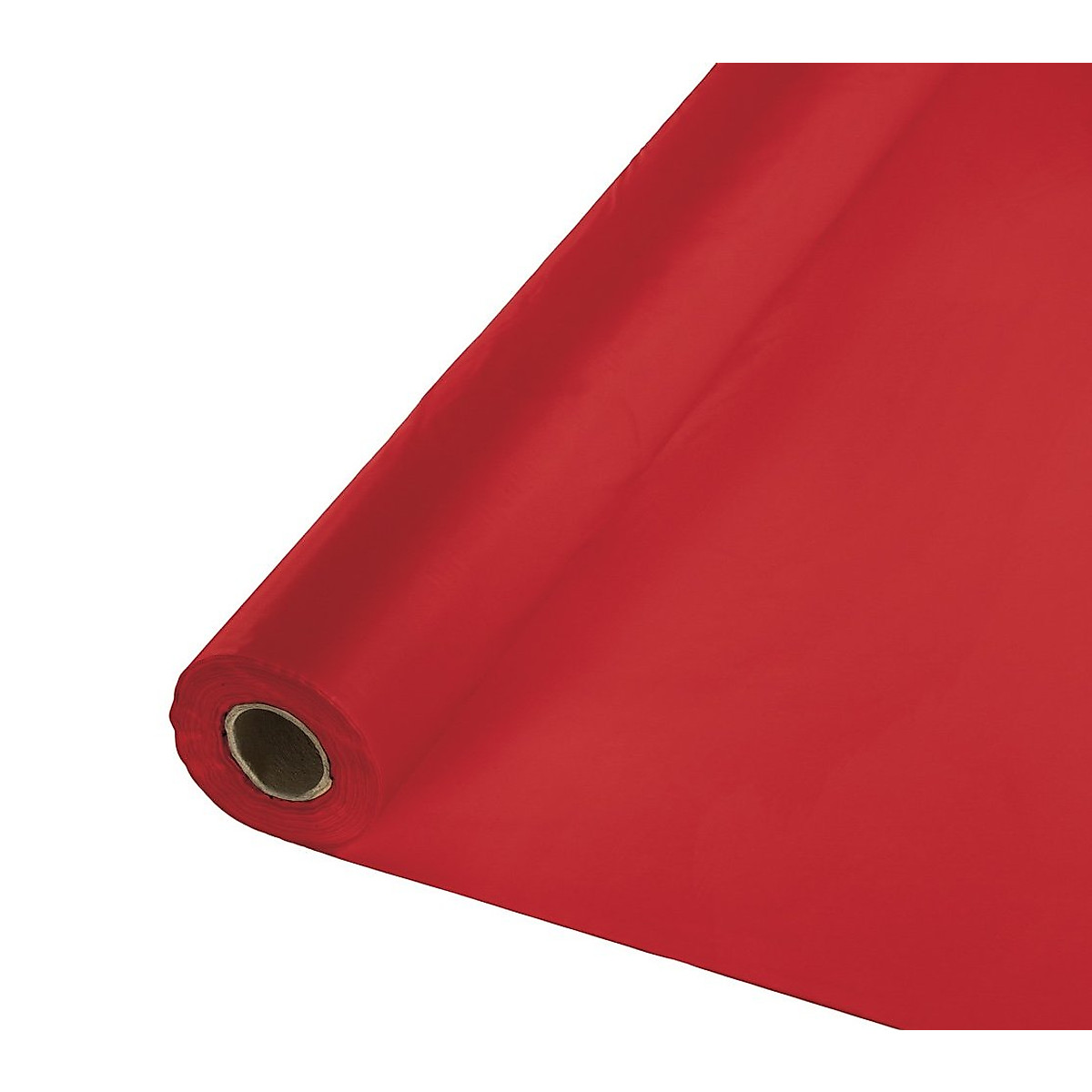 Creative Converting 100' Roll Plastic Table Cover, Classic Red -
