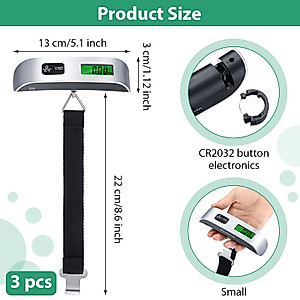 Weewooday 3 Pieces Digital Travel Luggage Scale 110 Lbs Hand Held Digital Weight Suitcase Scale Portable Baggage Travel Bag Scale with Hook, Battery Included